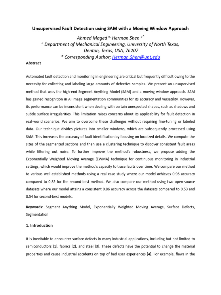Ahmed Maged Herman Shen Department of Mechanical Engineering, University of North Texas, Denton ...