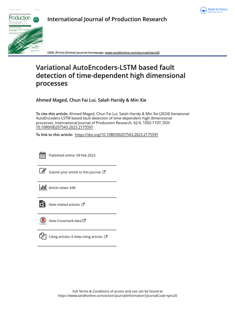 Variational AutoEncoders-LSTM Based Fault Detection of Time-Dependent High Dimensional Processes ...