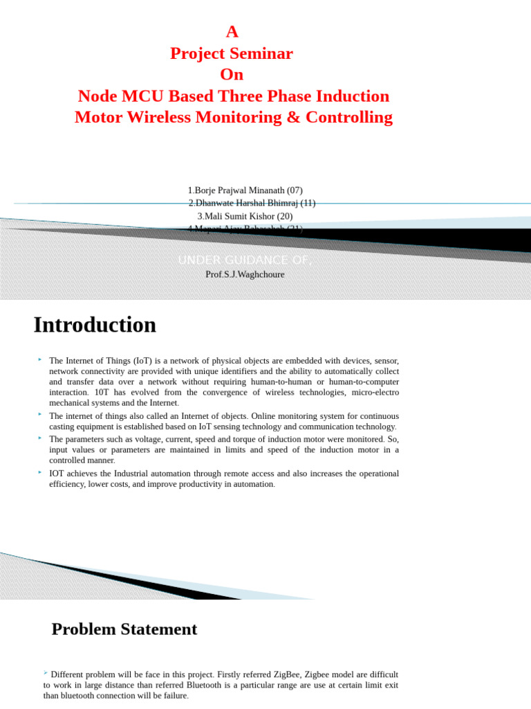 Node MCU Based Three Phase Induction Motor Monitoring and Controlling | PDF