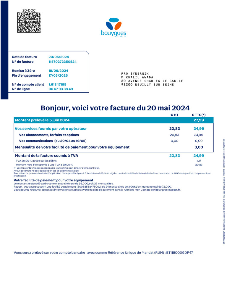 Bouyguestelecom Facture 20240520 | PDF