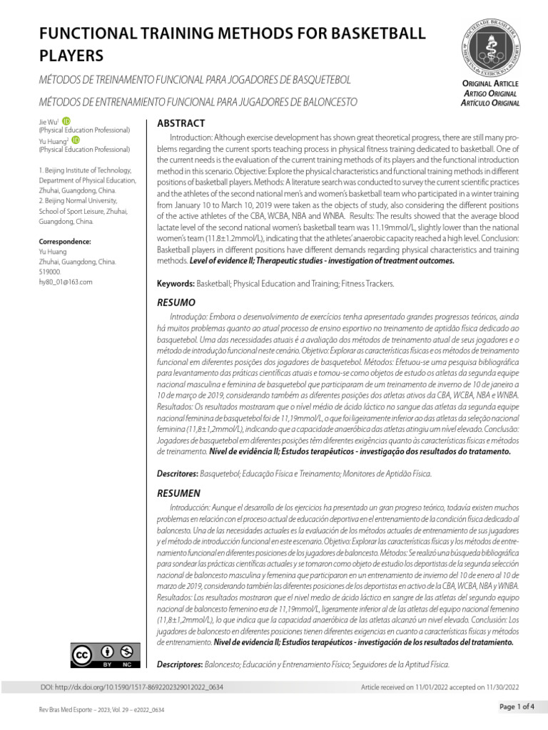 Functional Training Methods For Basketball Players | PDF