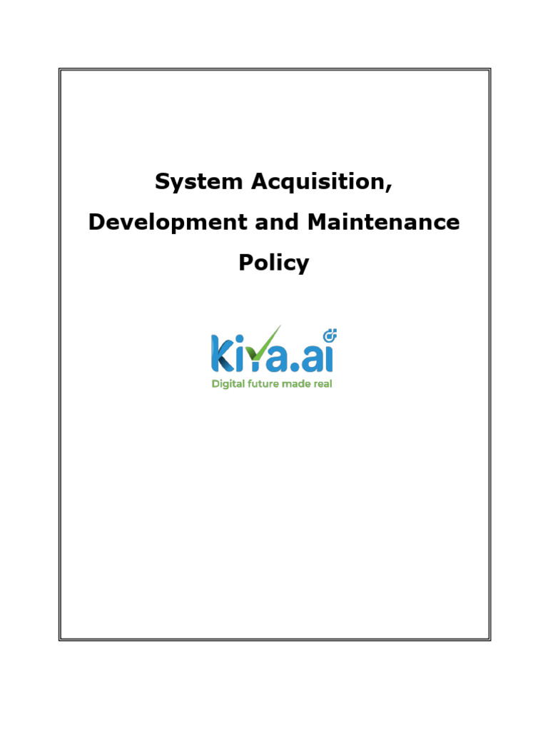 System Acquisition Development Maintainance Policy | PDF