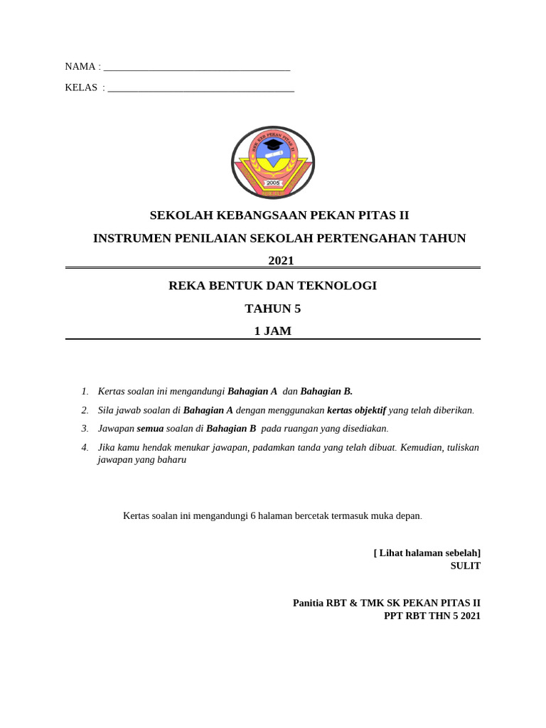 Quiz RBT Tahun 5 SK Pekan Pitas II | PDF | Bisnis