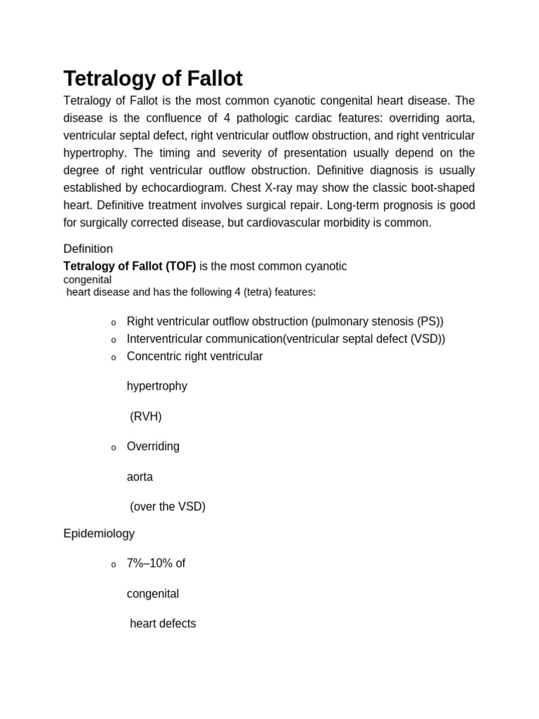 Tetralogy of Fallot | PDF