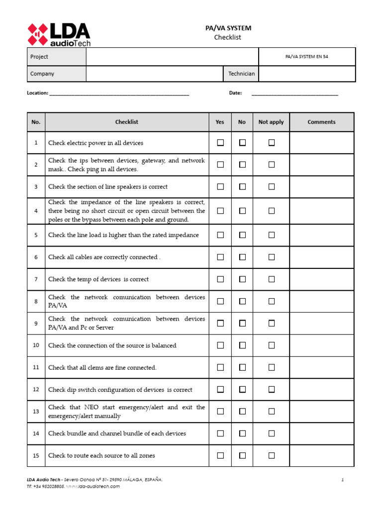 LDA Handbook EN Checklist v1 | PDF