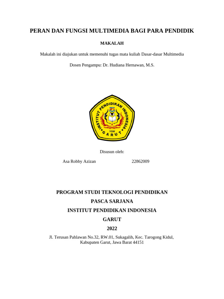 Asa Robby Azizan - Peran Multimedia Bagi Pendidik | PDF