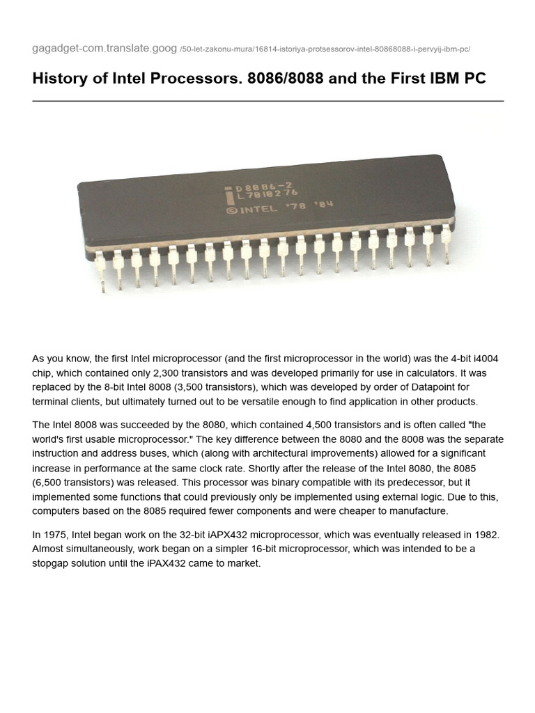 READ1.2-History of Intel Processors. 8086_8088 and the First IBM PC | PDF