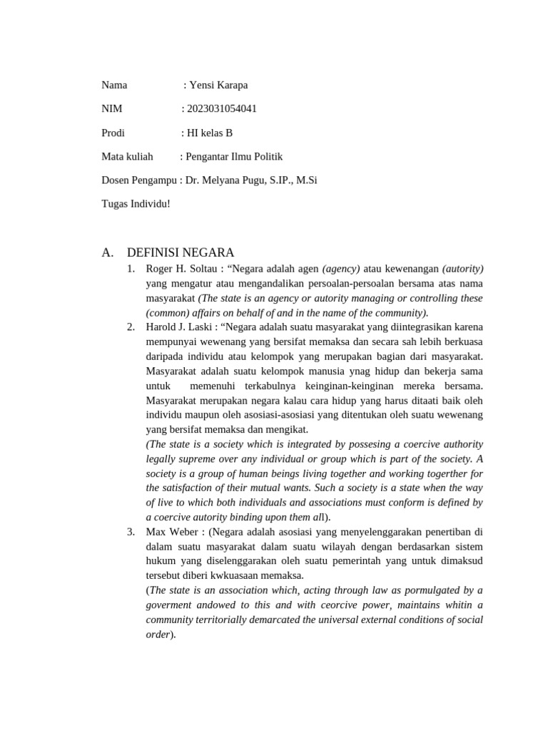 DEFINISI NEGARA Dan Kekuasaan | PDF