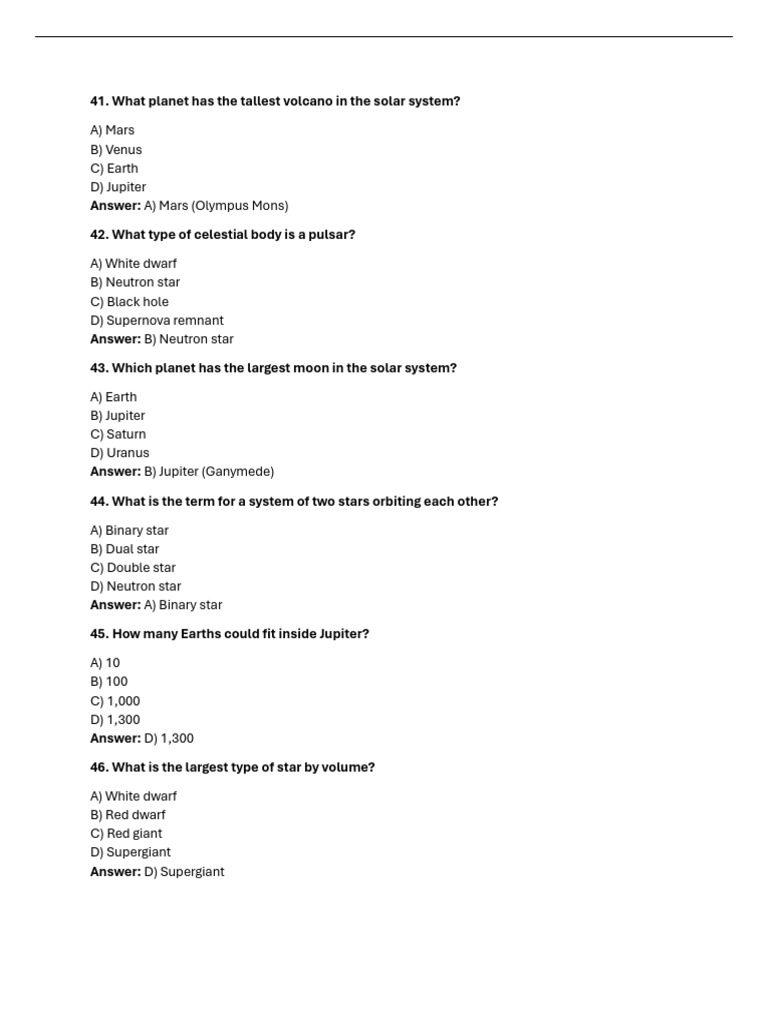 Besic Astronomy Question Set 05 PDF | PDF