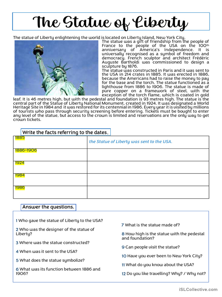 Statue of Liberty: History and Facts | PDF | Social Science | Art
