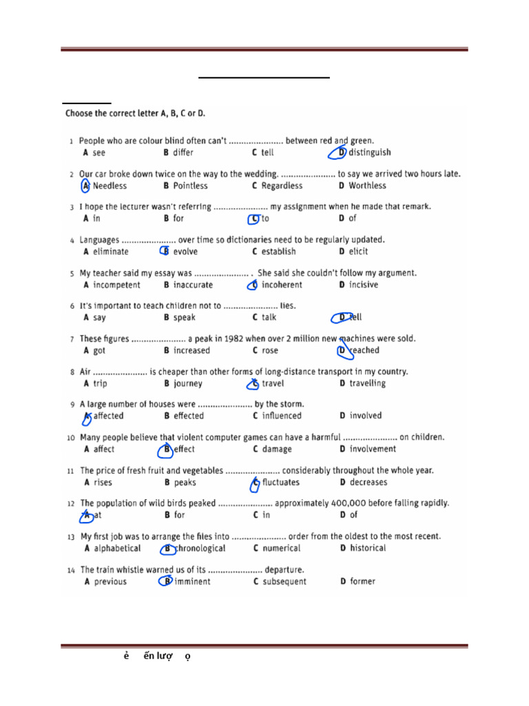 TEST VOCAB 2 For Students | PDF | Vietnam