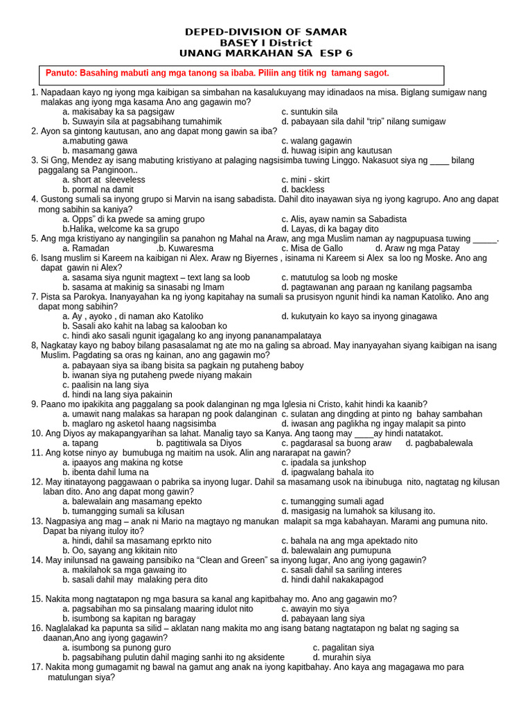 PT - Esp 6 - Q1 | PDF