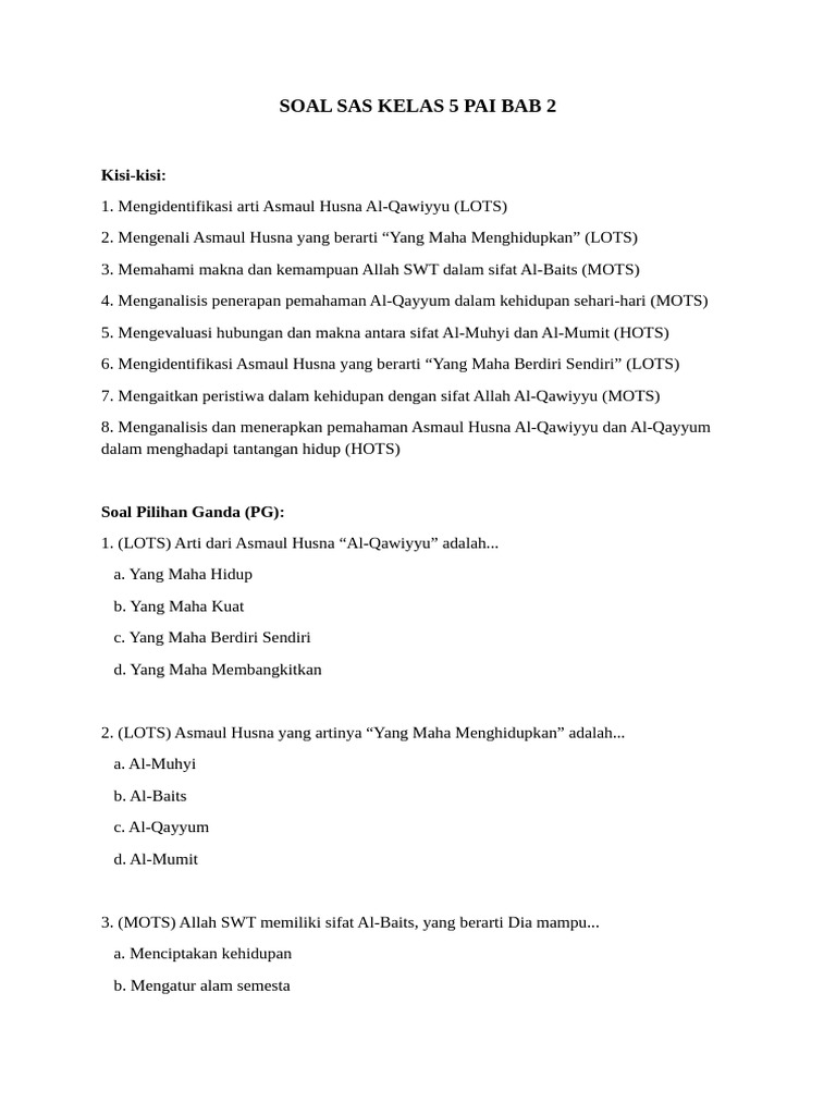KELAS 5 BAB 2 SAS PAI | PDF