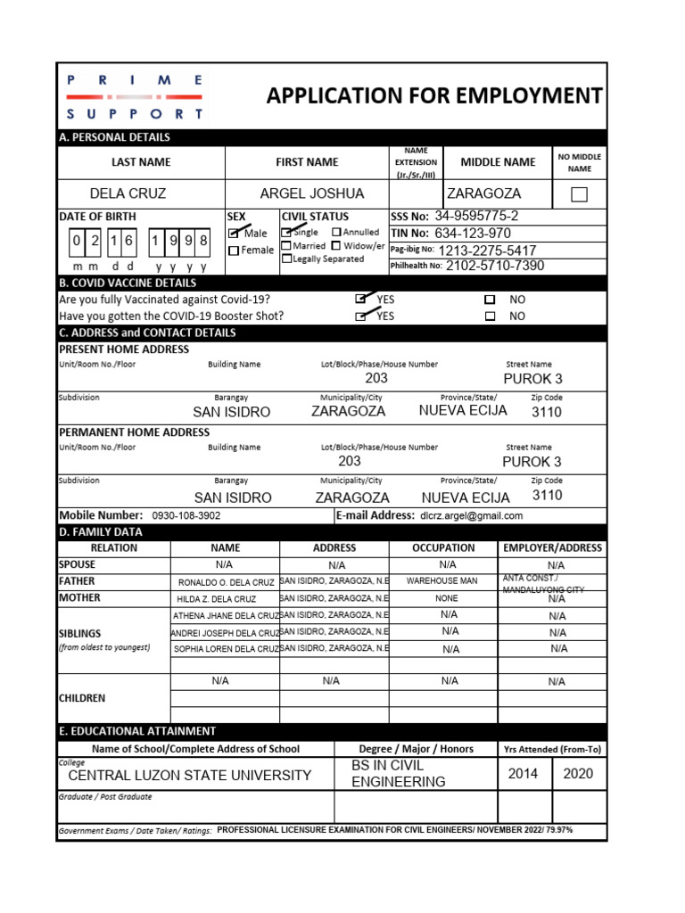 EMPLOYMENT APPLICATION FORM signed | PDF