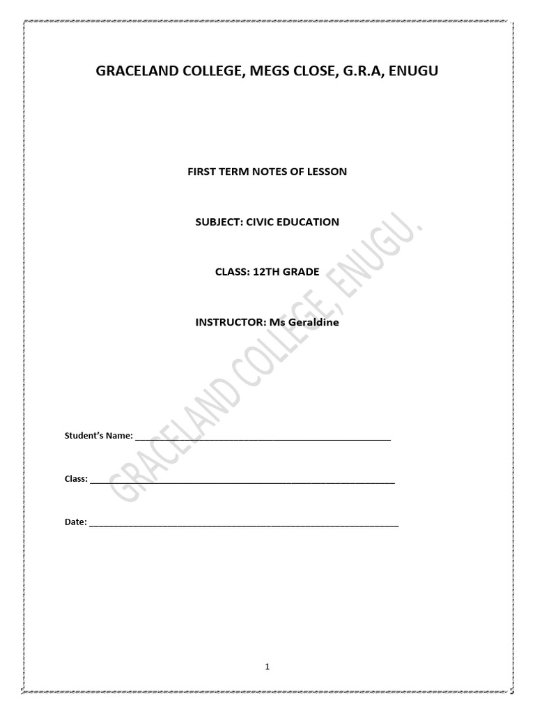 Civic Note 12TH Grade First Term | PDF