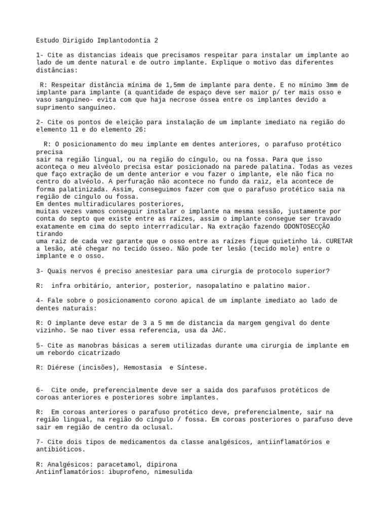 Distâncias e Técnicas em Implantodontia | PDF | Drogas