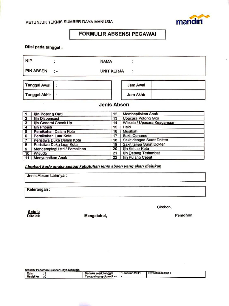Form Koreksi Absen | PDF