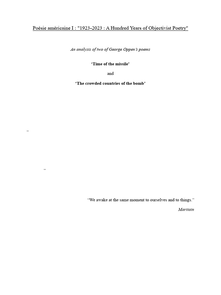 Validation American Poetry, Oppen - Louis Grego | PDF