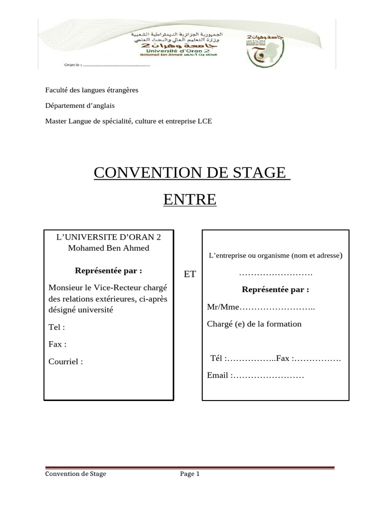 Convention de Stagieree359 | PDF