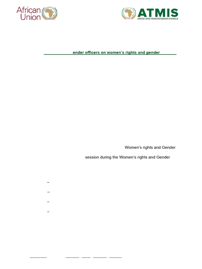 NEWS ARTICLE and SHOT LIST - ATMIS Trains Gender Officers On Women's Rights and Gender Equality ...
