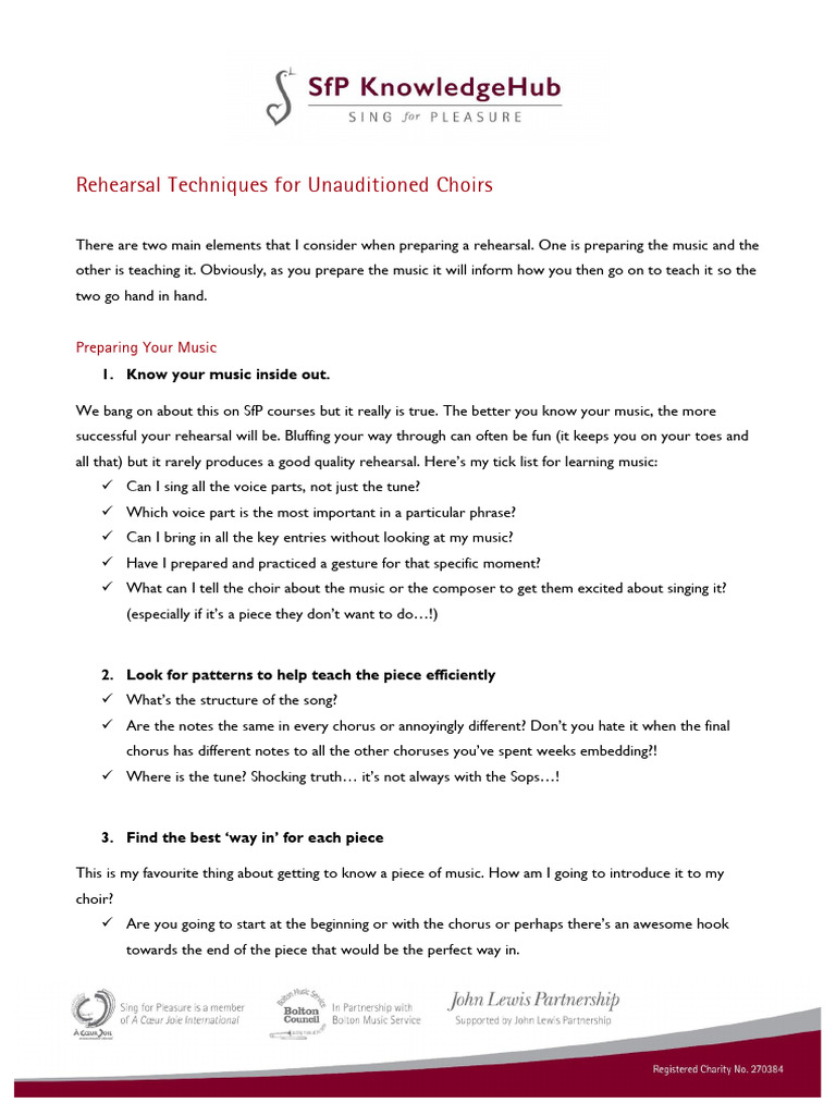 Rehearsal Techniques | PDF