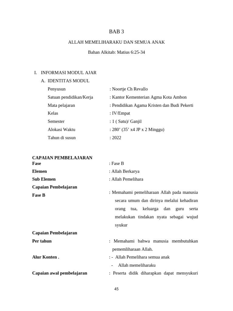 Bab 3 KLS 4 Modul Ajar Oll Baru | PDF