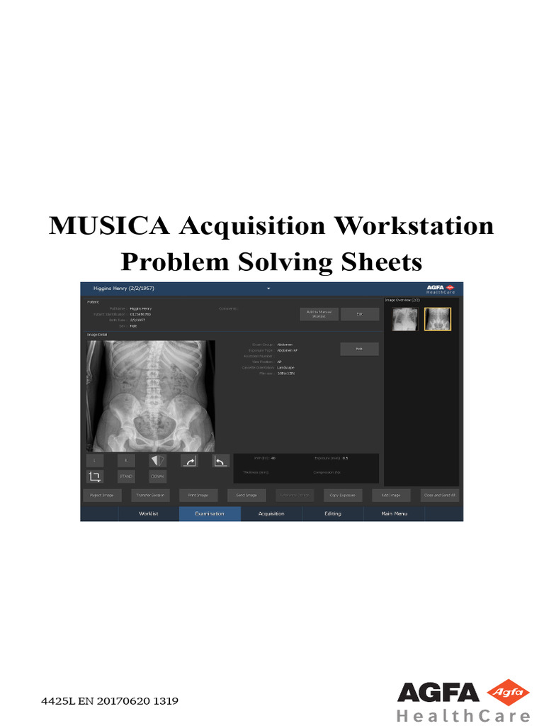 MUSICA Acquisition Workstation (NX) Problem Solving Sheets 4425 L ...