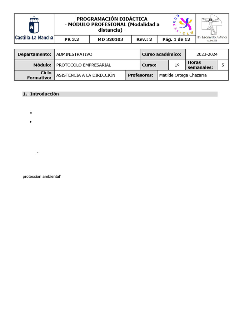 MD 320103 Progr PROTOCOLO EMPR 2 ADe 2023-2024 | PDF