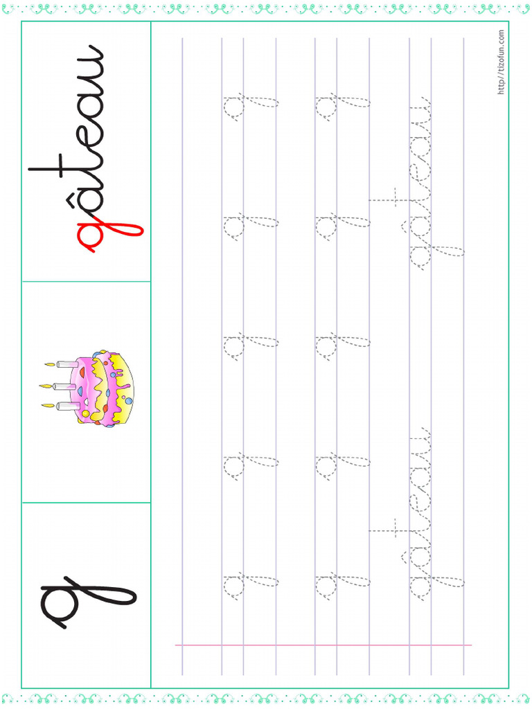7 Trace Les Lettres Minuscule Cursive G | PDF