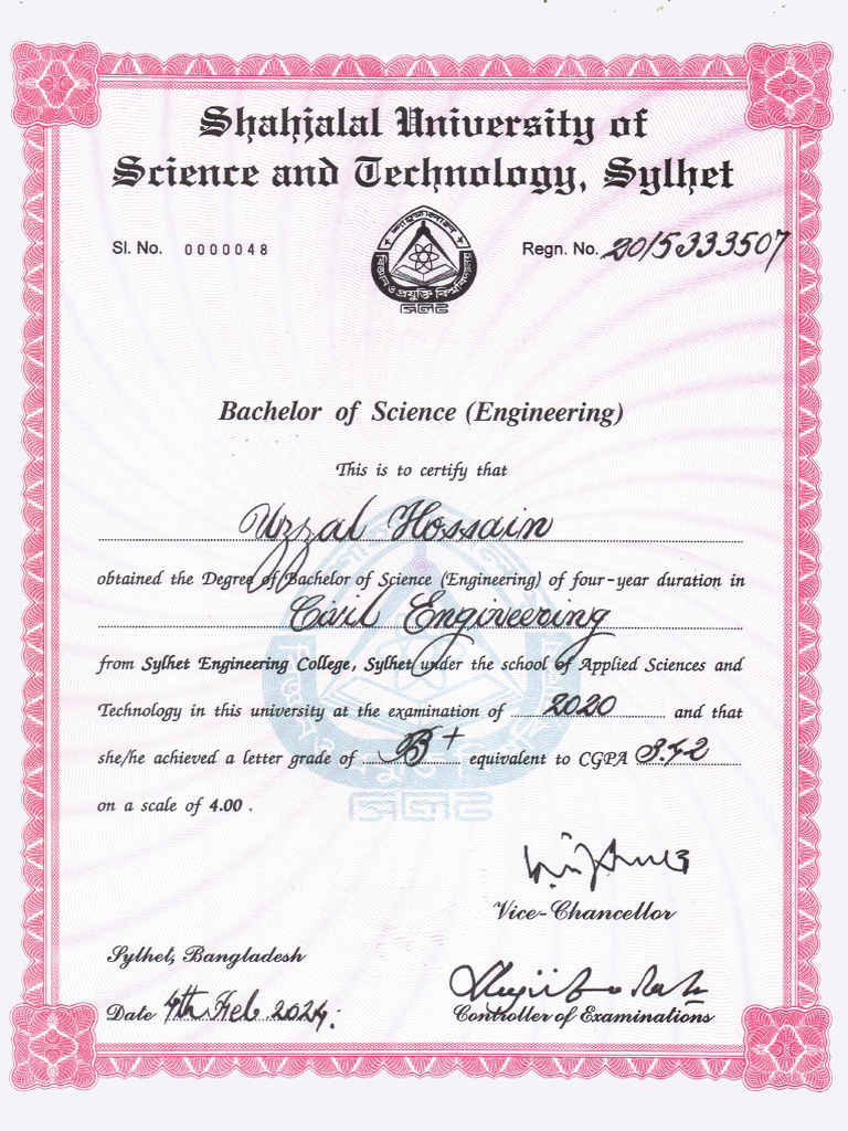 BACHELOR CERTIFICATE(Front&Back side) | PDF
