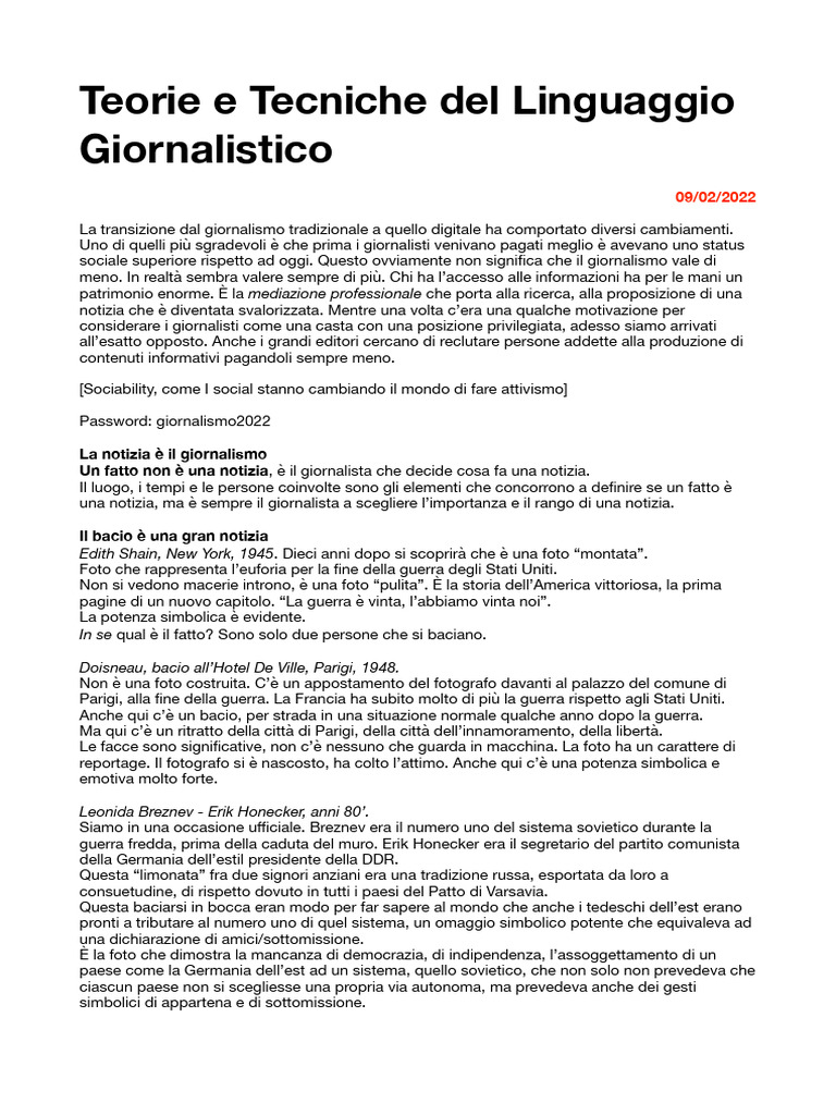 Teorie e Tecniche del Linguaggio Giornalistico | PDF Teorie e Tecniche del Linguaggio Giornalistico | PDF