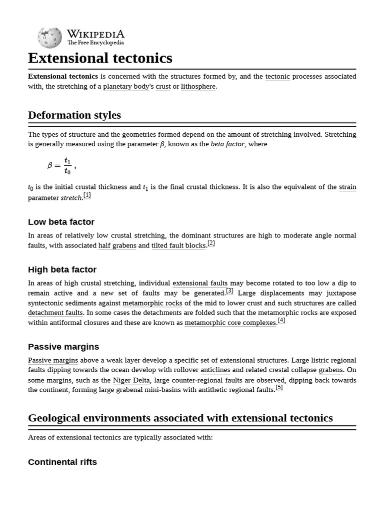 Extensional Tectonics | PDF