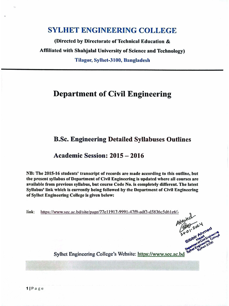 Syllabus Attested by Head of Department | PDF