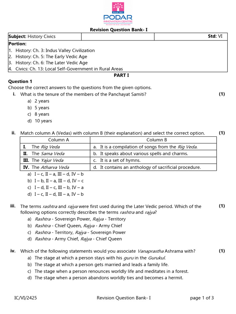 QP Icse Vi Histciv RQB | PDF