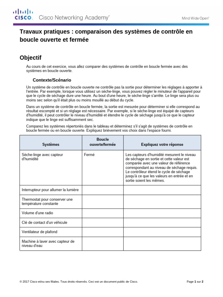 1.1.3.10 Lab - Compare Closed-Loop and Open-Loop Control Systems | PDF