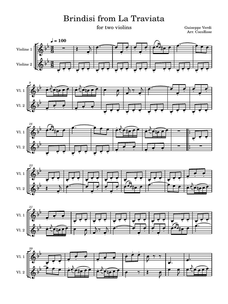 Brindisi traviata duo violin | PDF