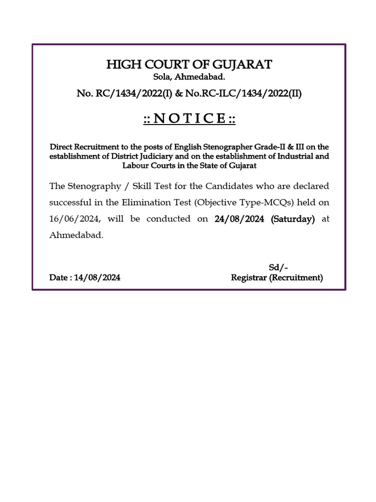 NOTICE::: High Court of Gujarat | PDF