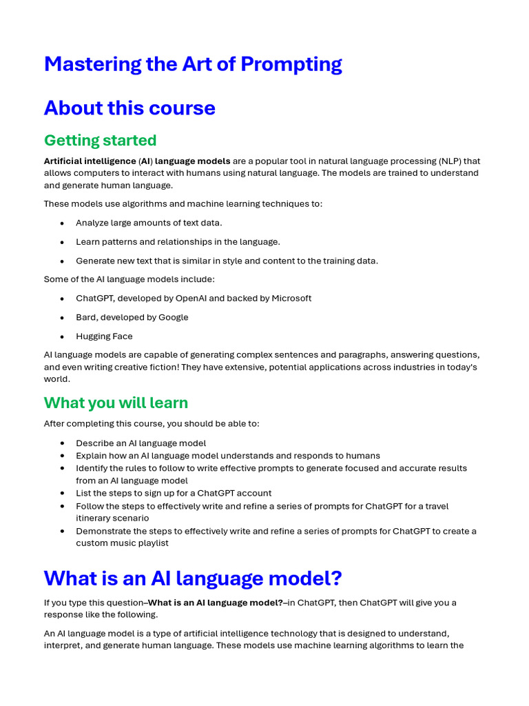 01 Mastering The Art of Prompting | PDF