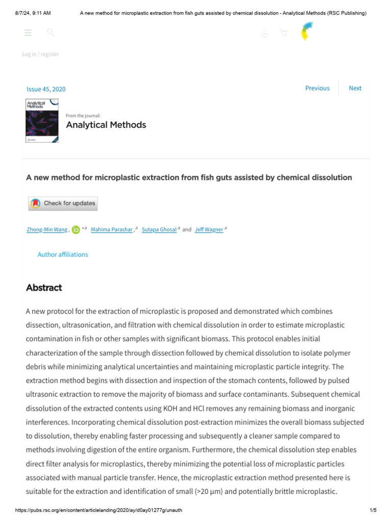 A New Method For Microplastic Extraction From Fish Guts Assisted by ...