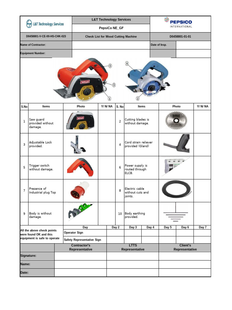 23. Wood Cutting Checklist | PDF