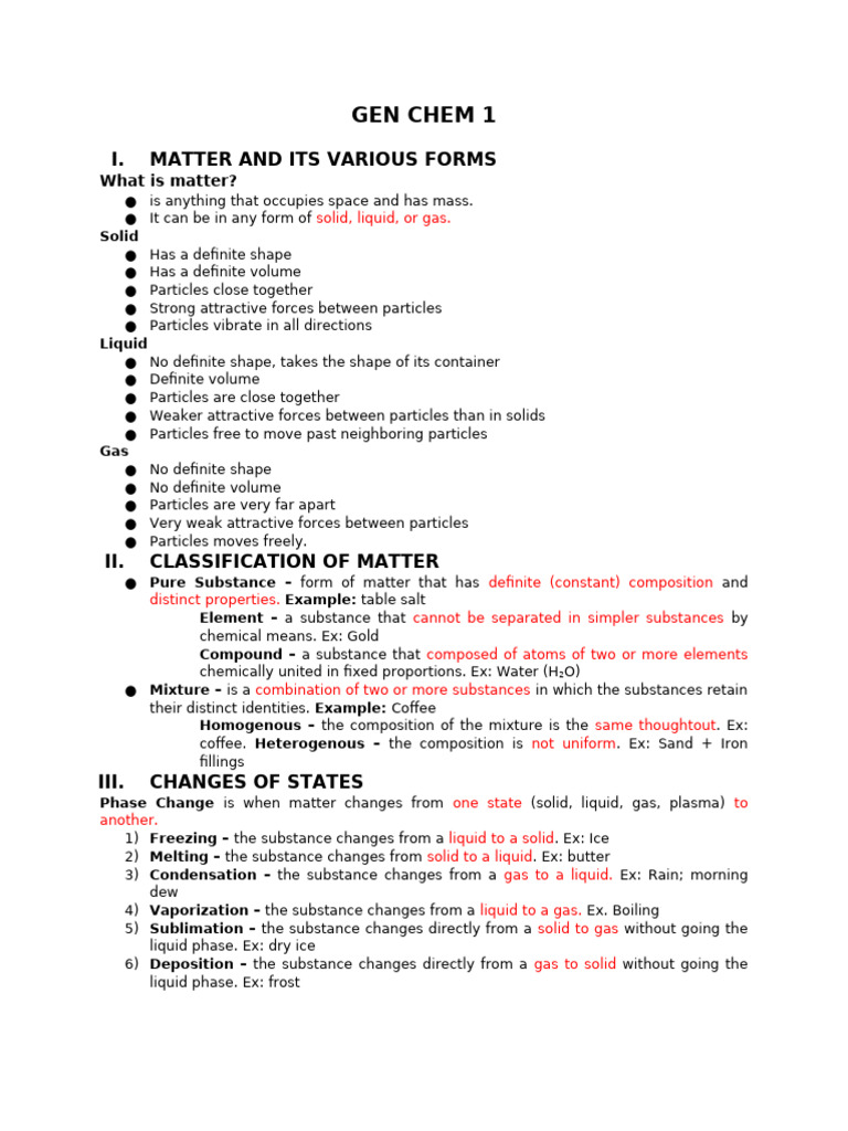 GEN CHEM 1 REVIEWERRRRRR | PDF