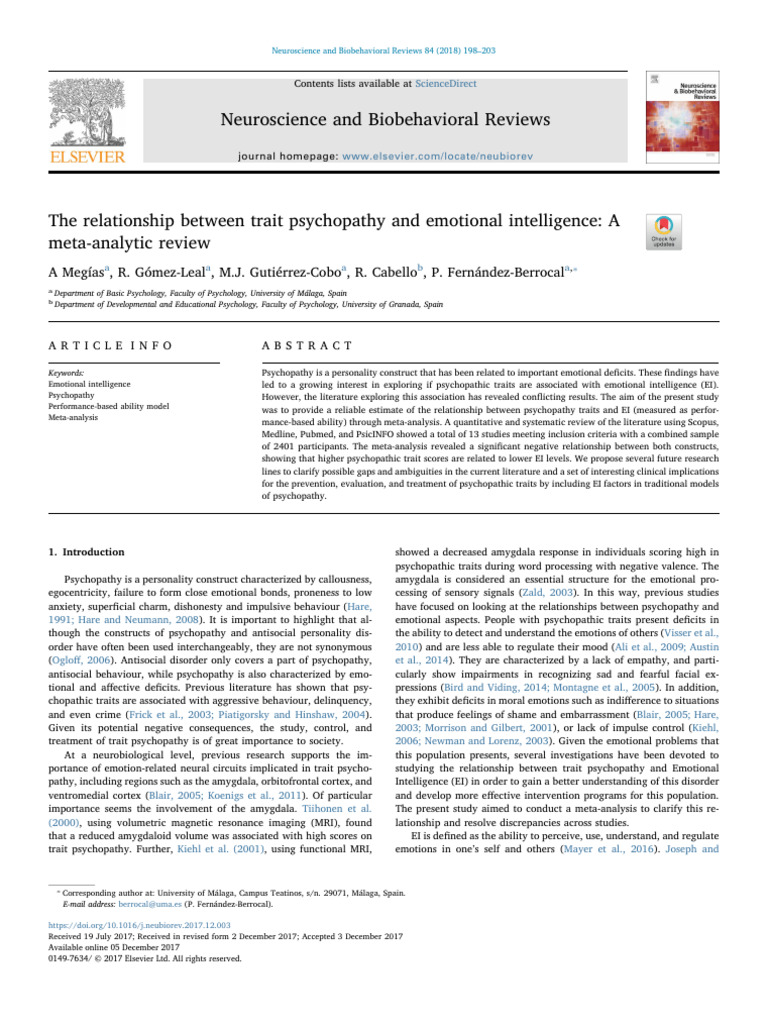 Neuroscience and Biobehavioral Reviews | PDF