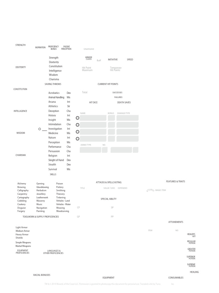 Character Sheet 5e | PDF