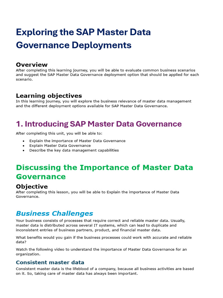 SAP MDM Training 2024 | PDF