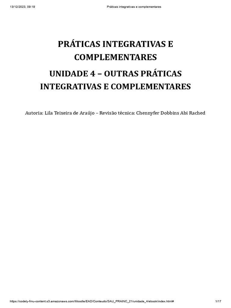 Práticas Integrativas e Complementares A4 | PDF