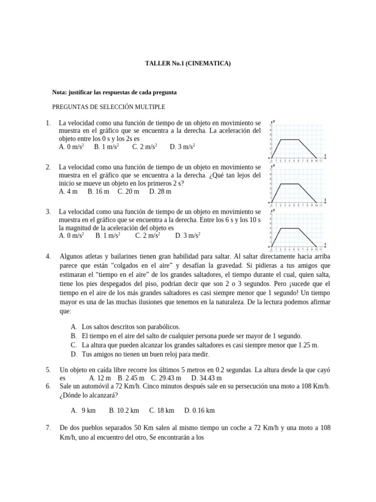 Taller No 1 (Cinematica) | PDF