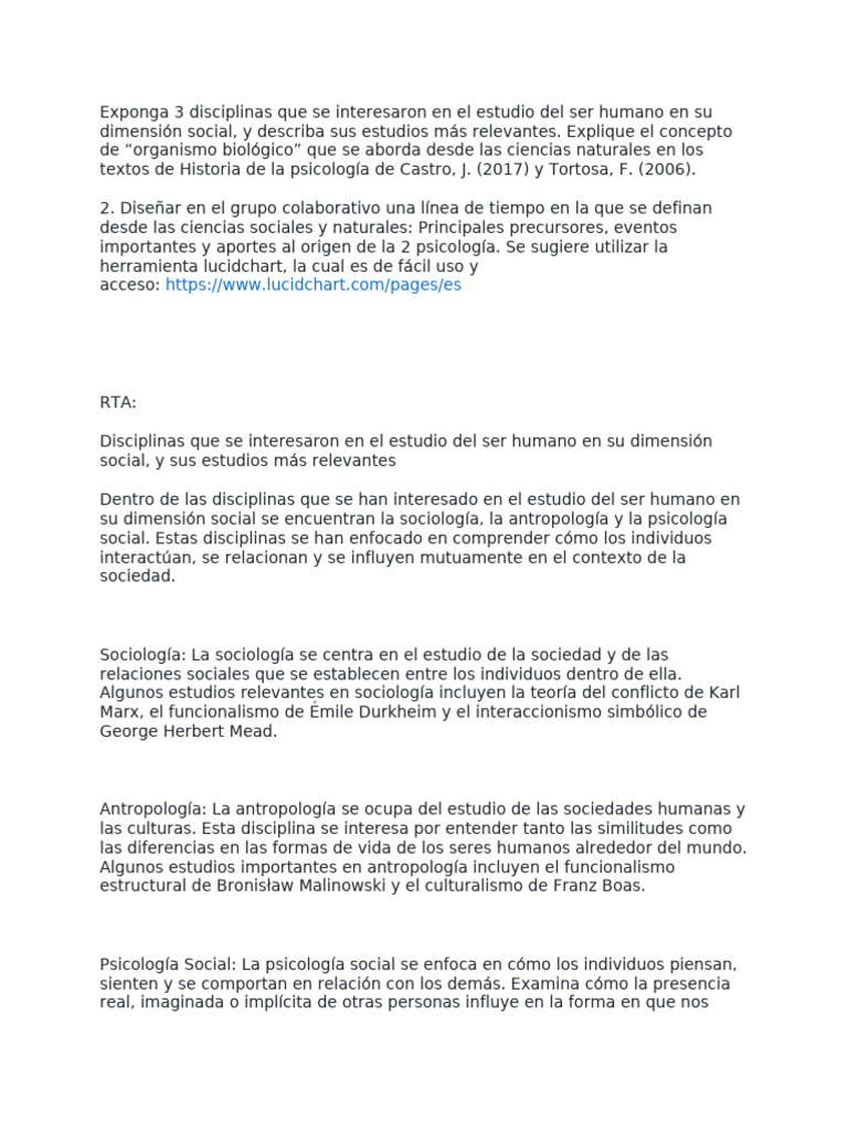 Disciplinas en el estudio del ser humano | PDF | Sicología | Sociología