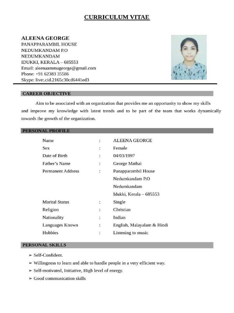 Aleena CV New | PDF