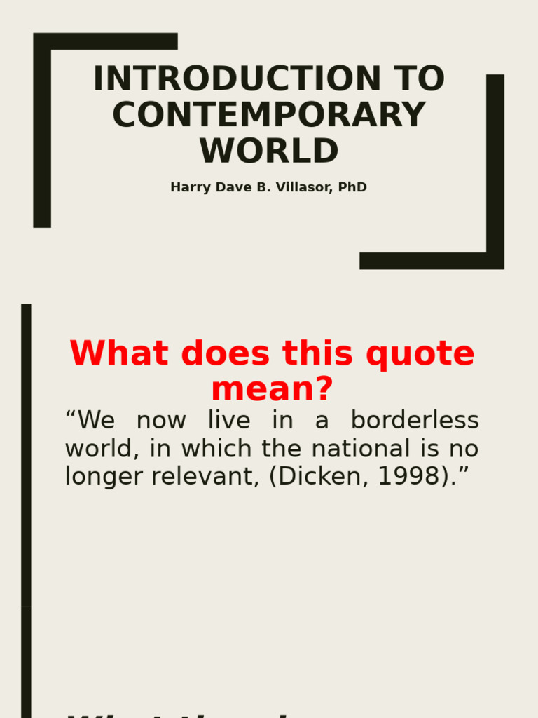 Introduction To Contemporary World | PDF | Globalization | Finance ...