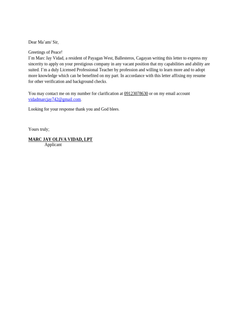 Marc Jay Oliva Vidad, LPT | PDF